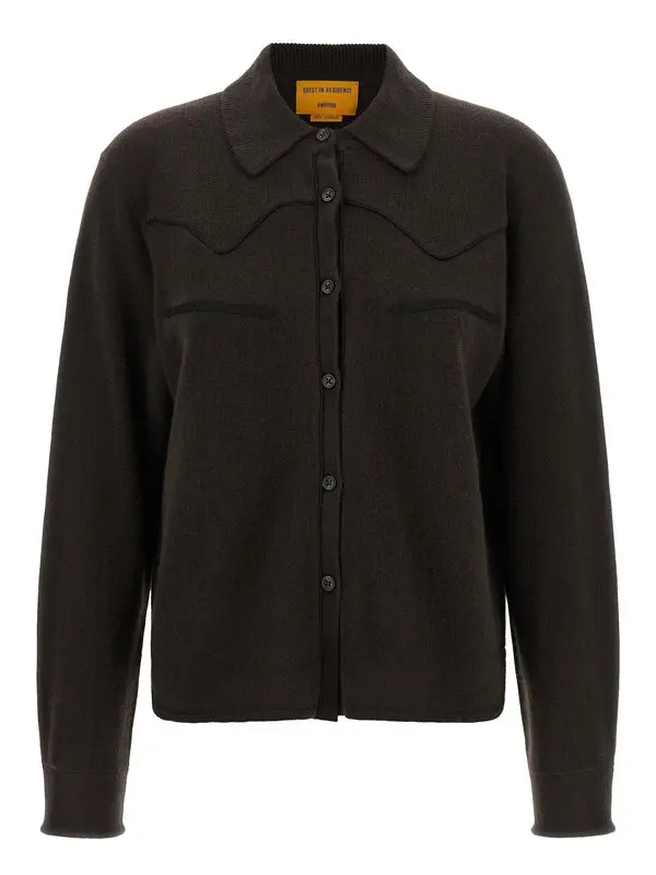 Guest In Residence Cropped Western' Shirt - Brown