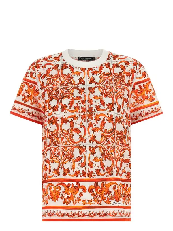 Dolce & Gabbana Maiolica' T-shirt - Orange