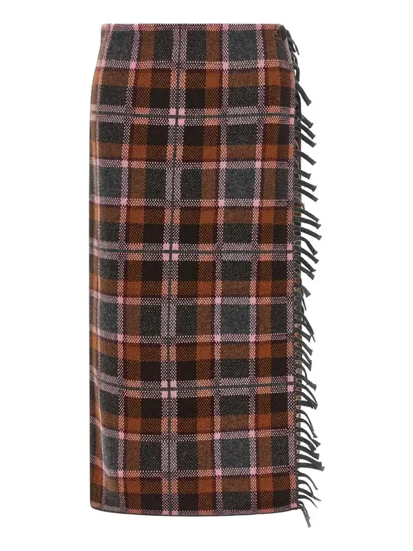Guest In Residence Tartan Wrap' Skirt - Brown