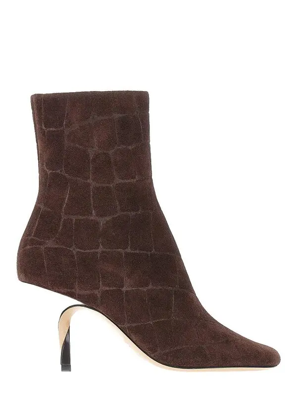 Jacquemus Croco-embossed Leather Ankle Boots - Brown