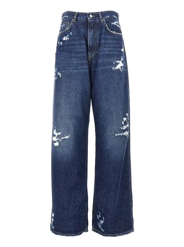 Dolce & Gabbana Distressed Denim Oversized Pants - Blue