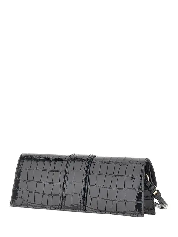 Jacquemus Croco-embossed Leather 'bambino' Clutch - Black