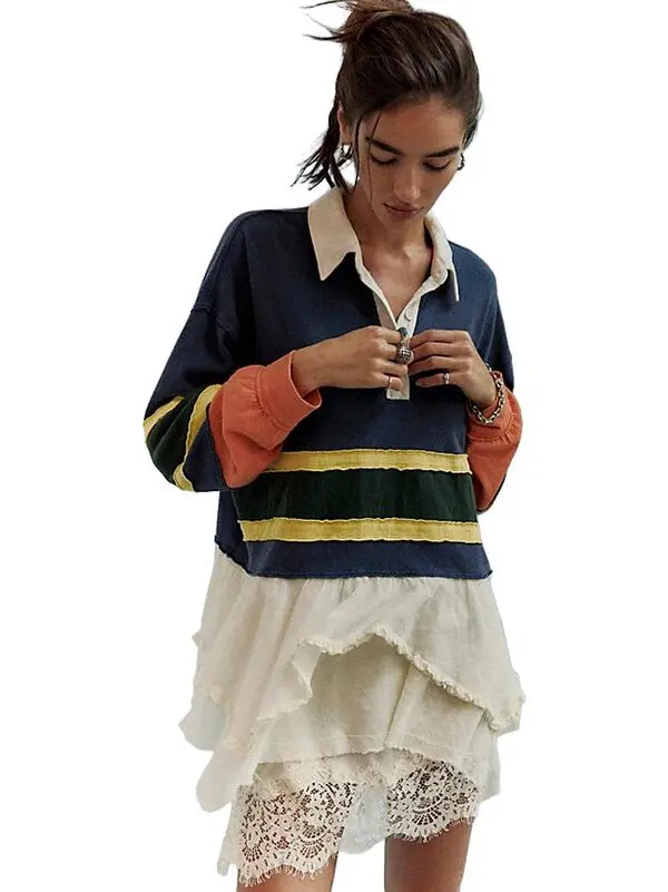 Free People We The Free Del Rey Polo - Navy Combo