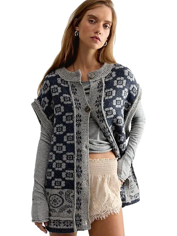 Free People We The Free Patch And Peach Wool Vest - Ivory Combo