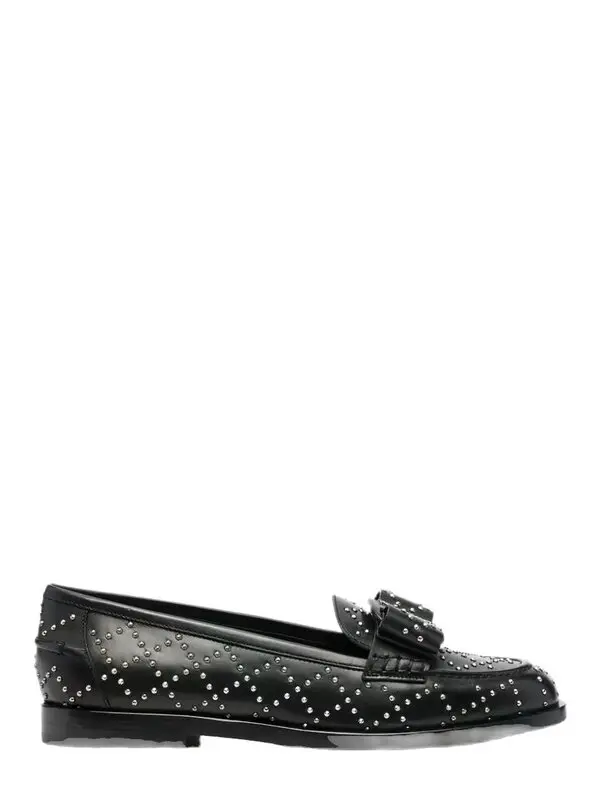 FERRAGAMO Studded Bow Loafers - Black