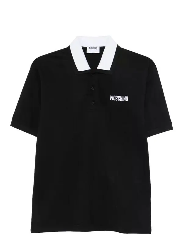 Moschino Logo-print Layered-effect Polo Shirt - Black