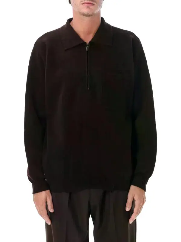 ROBERTO COLLINA Quarter-zip Chest-pocket Sweater - Brown