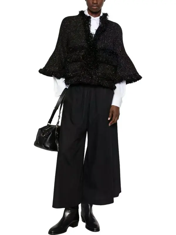 Sacai Fringed Tweed-effect Jacket - Black