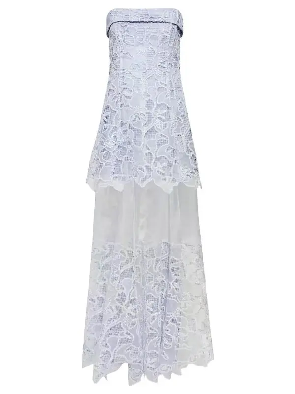 Simkhai Rennis Embroidered Organza Bustier Dress - Blue