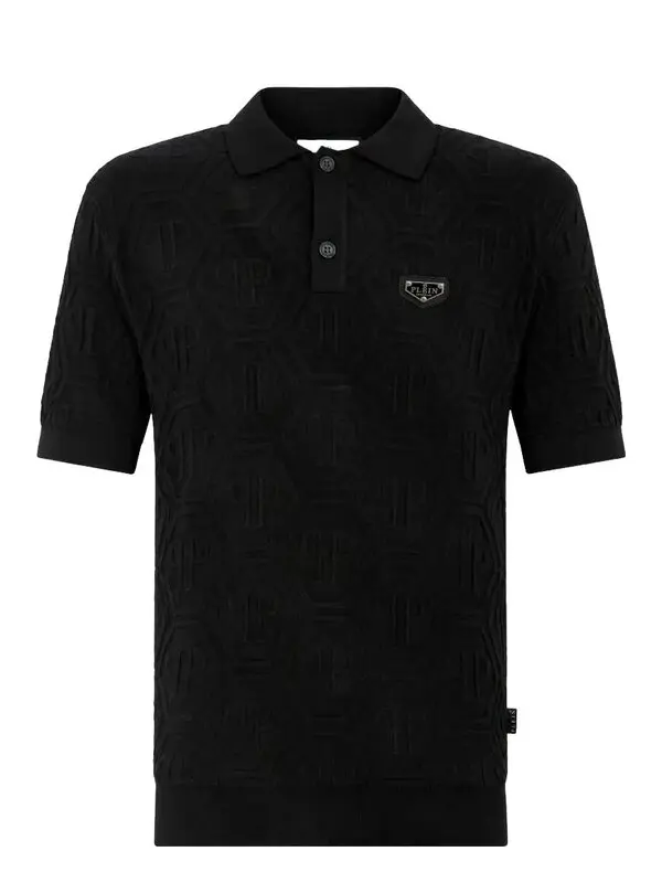 Philipp Plein Jacquard-monogram Polo Shirt - Black