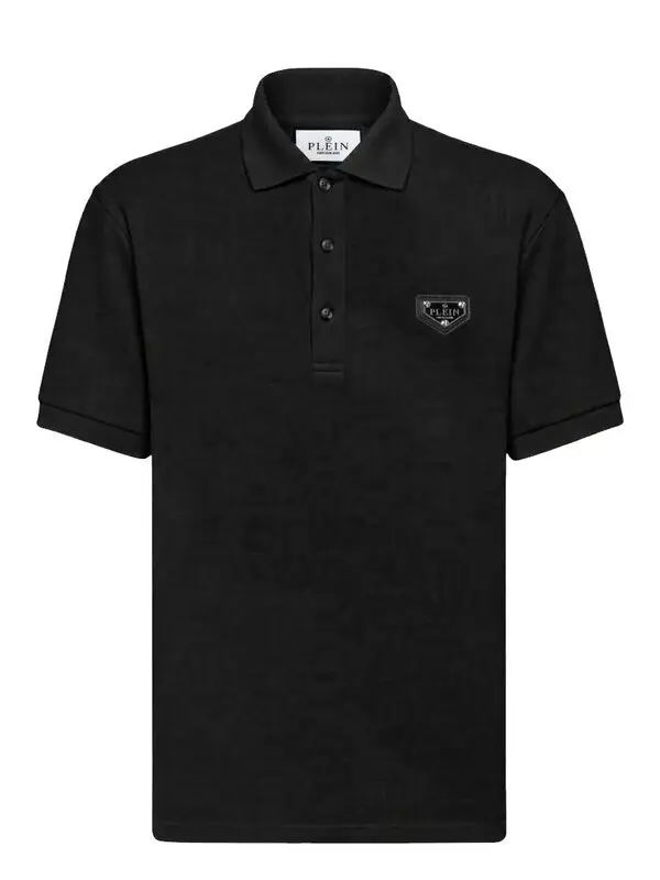 Philipp Plein Jacquard Polo T-shirt Monogram - Black