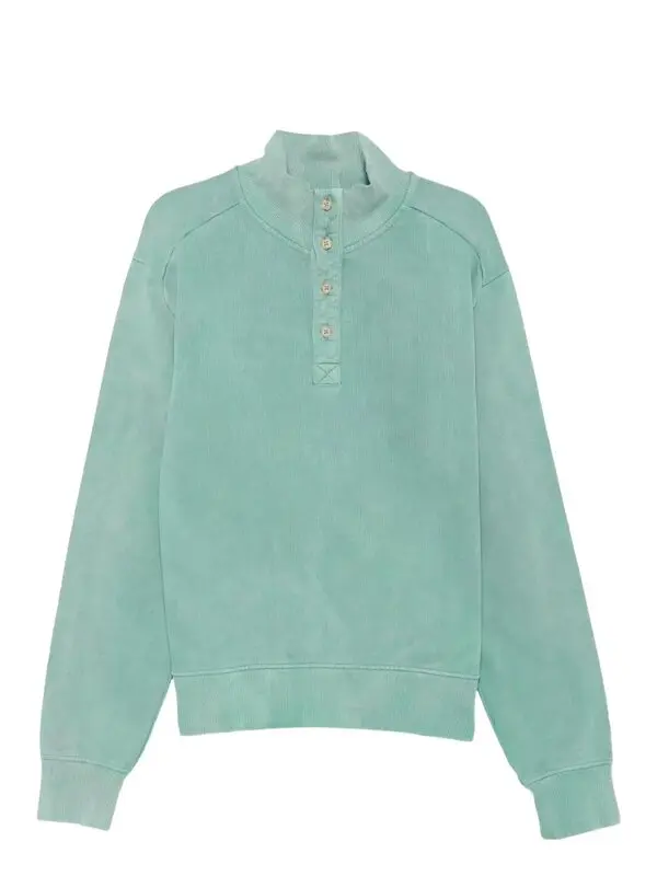 ENTIRE STUDIOS Port Button-up Mock-neck Sweatshirt - Green