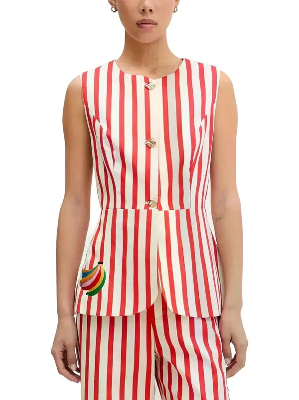 NEVER FULLY DRESSED Striped Banana-patch Top - Red