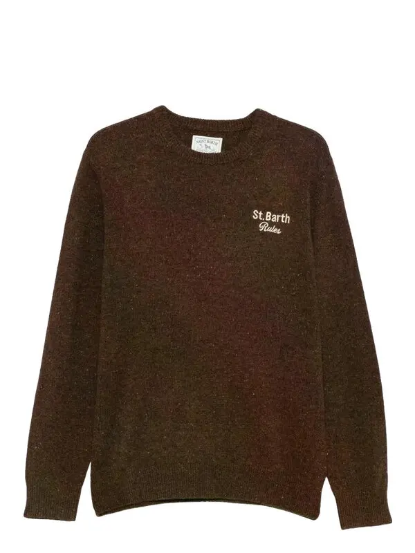 MC2 SAINT BARTH Heron Donegal Embroidered Sweater - Brown