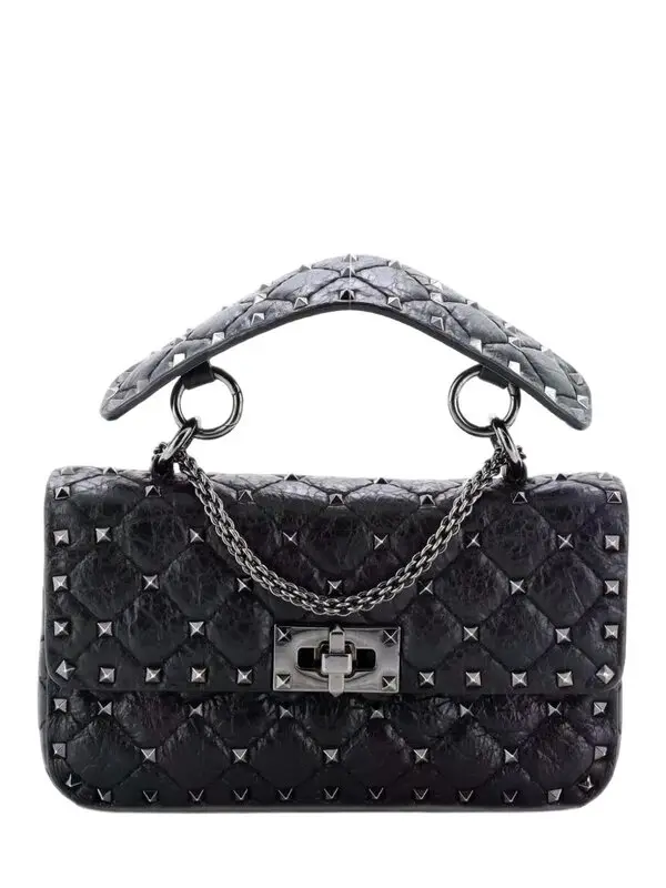 Valentino Garavani Rockstud Spike Flap Bag Quilted Leather Small Crossbody Bag - Black