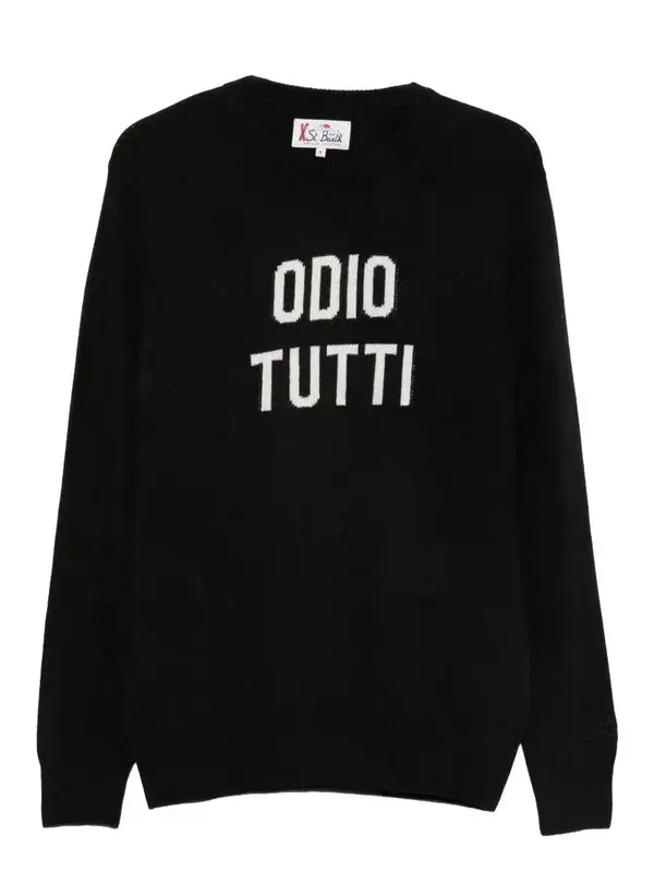 MC2 SAINT BARTH Heron Slogan-intarsia Sweater - Black