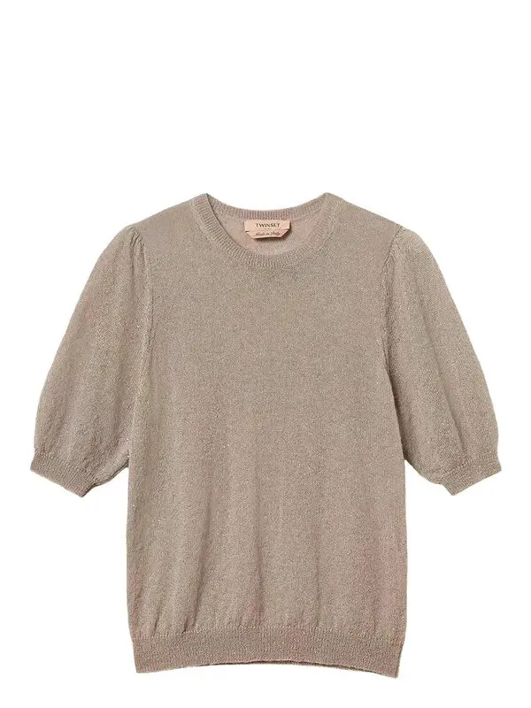 TWINSET Short-sleeved Jumper With Sequins - Brown