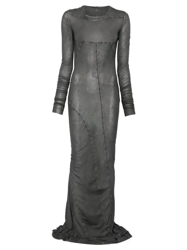 Rick Owens Faded-effect Panelled Maxi Dress - Black