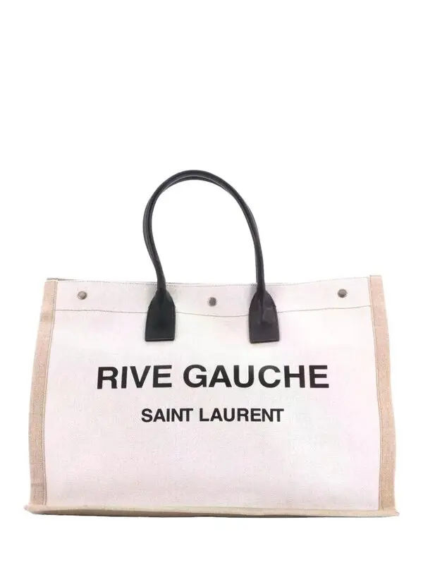Saint Laurent Rive Gauche Shopper Canvas Large Tote Bag - Black