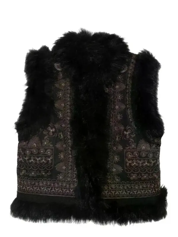 Antik Batik Sando Feather-trim Gilet - Black