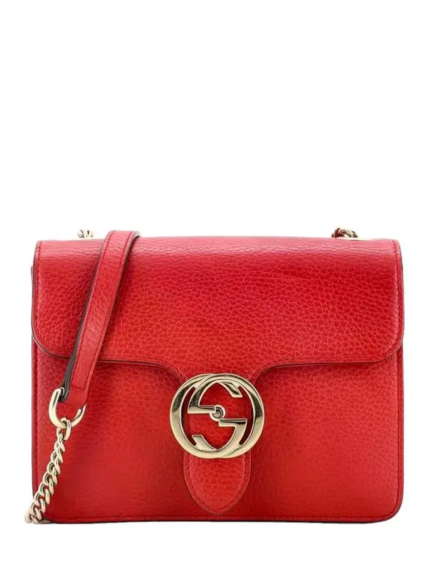 Gucci Interlocking Leather Small Shoulder Bag - Red