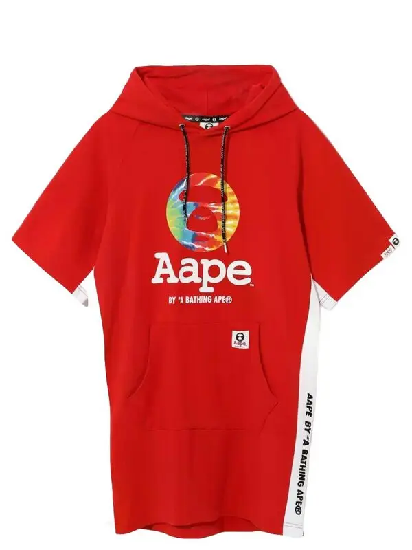 AAPE BY *A BATHING APE Moonface Logo-print Hooded Mini Dress - Red