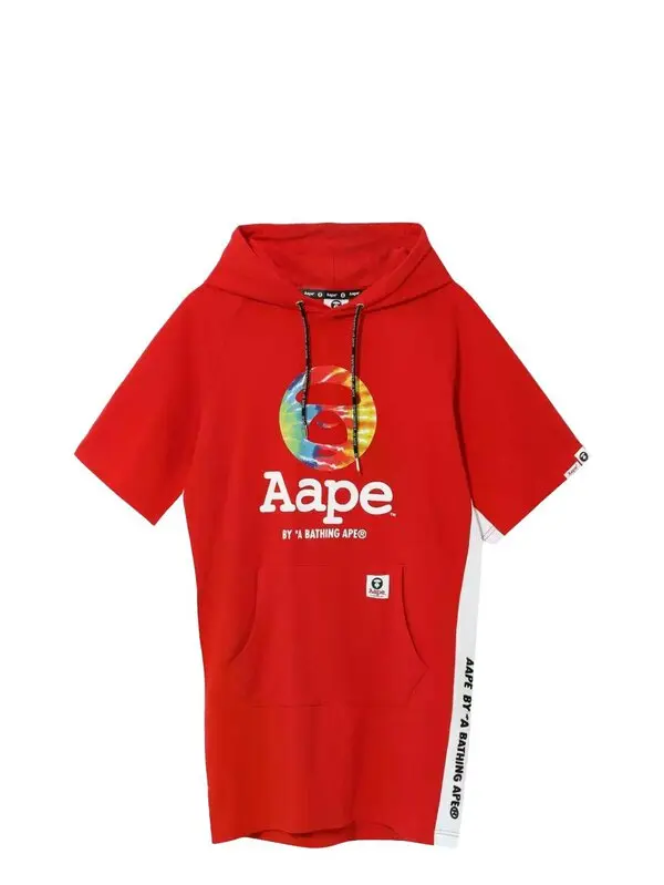AAPE BY *A BATHING APE Moonface Logo-print Hooded Mini Dress - Red