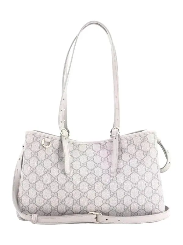 Gucci Emblem Gg Coated Canvas Small Tote Bag - Grey