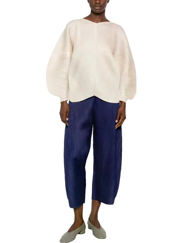 Issey Miyake Plissé-effect Cropped Trousers - Blue