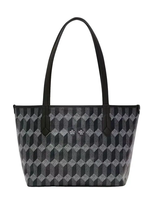 AU DEPART Geometric-print Leather Shoulder Bag - Black