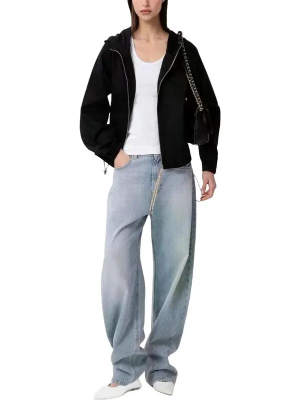 GAELLE PARIS Hooded Drawstring Bomber Jacket - Black