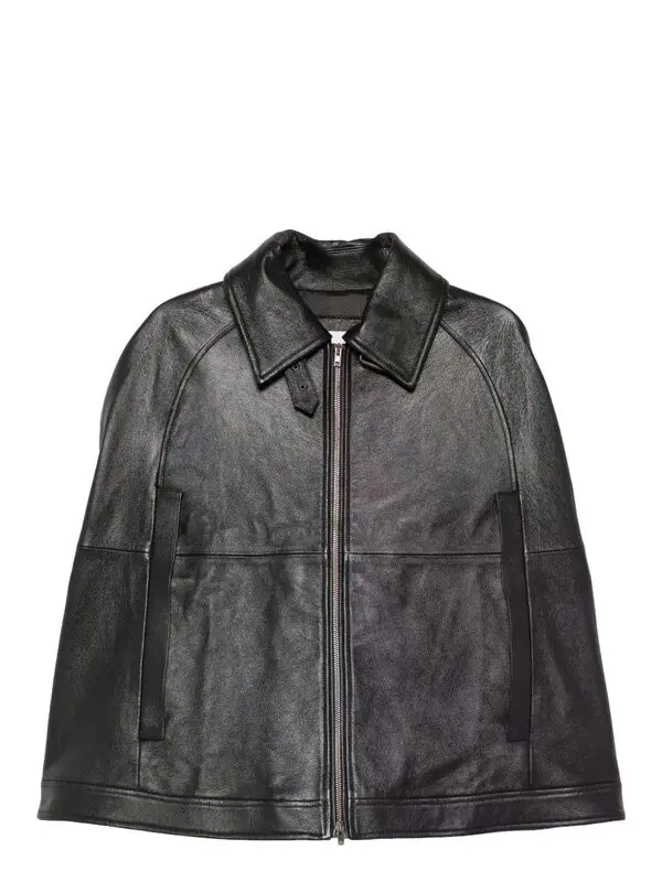 7 For All Mankind Leather Cape Jacket - Black