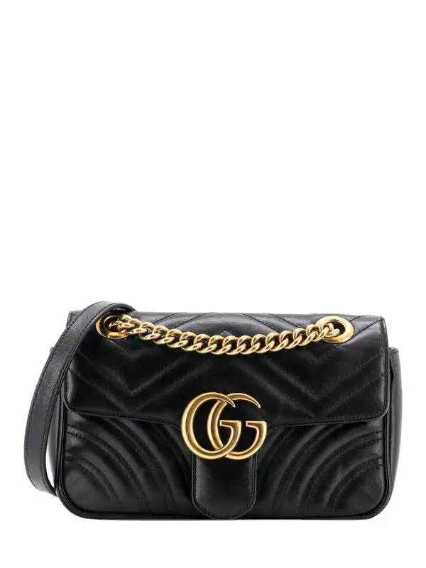 Gucci Gg Marmont Flap Bag Matelasse Leather Mini Crossbody Bag - Black