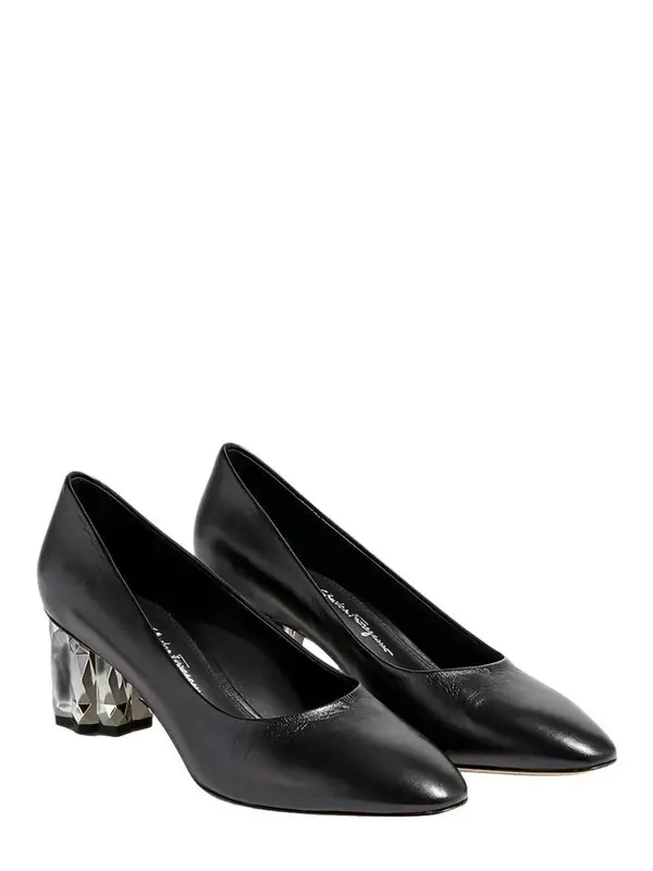 FERRAGAMO Sculptural-heel Leather Pumps - Black
