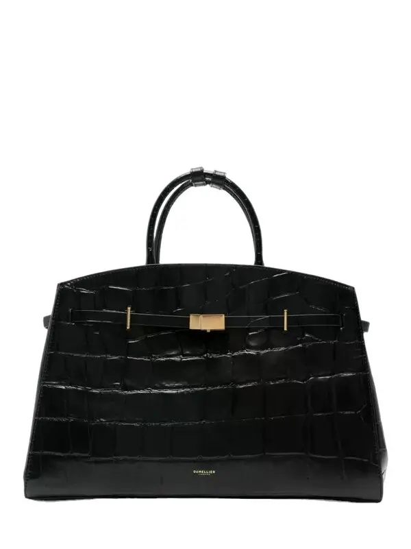 DEMELLIER Hudson Croc-effect Tote Bag - Black