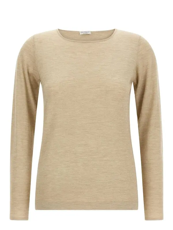 Brunello Cucinelli Scollo A Barchetta In Lurex' Sweater - Cream