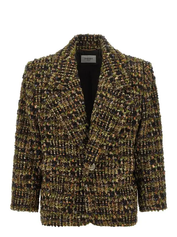 Saint Laurent Bouclé Tweed Blazer - Multicolor