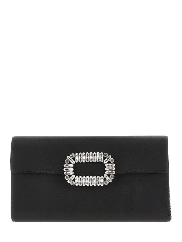 ROGER VIVIER Sexy Choc' Satin Clutch - Black