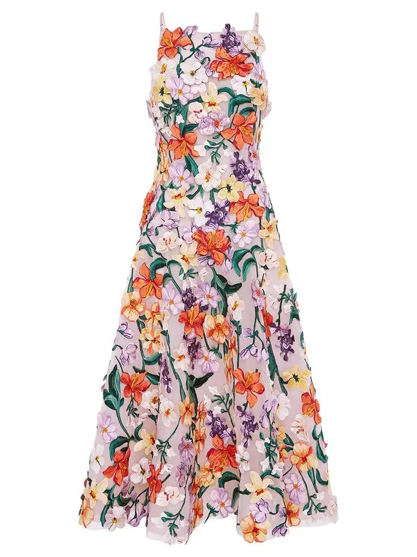 LEO LIN Bettina Hand-embroidered Midi Dress - Multi