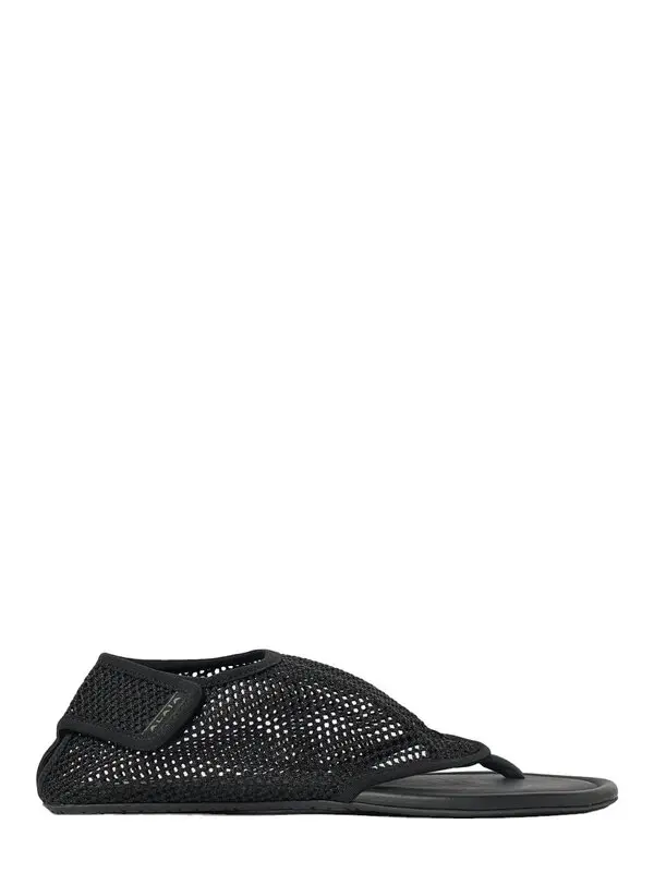 Alaïa Alaia Mesh Nylon Low-heeled Sandals With Perforated Design And Hook-and-loop Closure - Black
