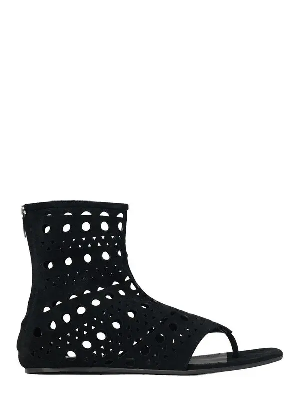Alaïa Alai�a Vienne Suede Thong Sandals With Back Zip - Black