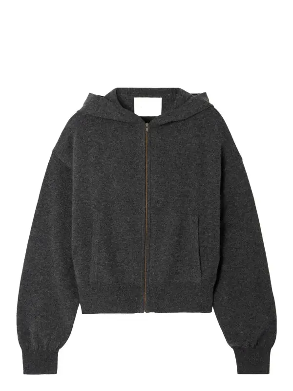 LISA YANG Zippered Hooded Cardigan - Grey