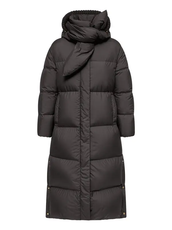 Moncler Ornement Hooded Long Down Jacket - Black