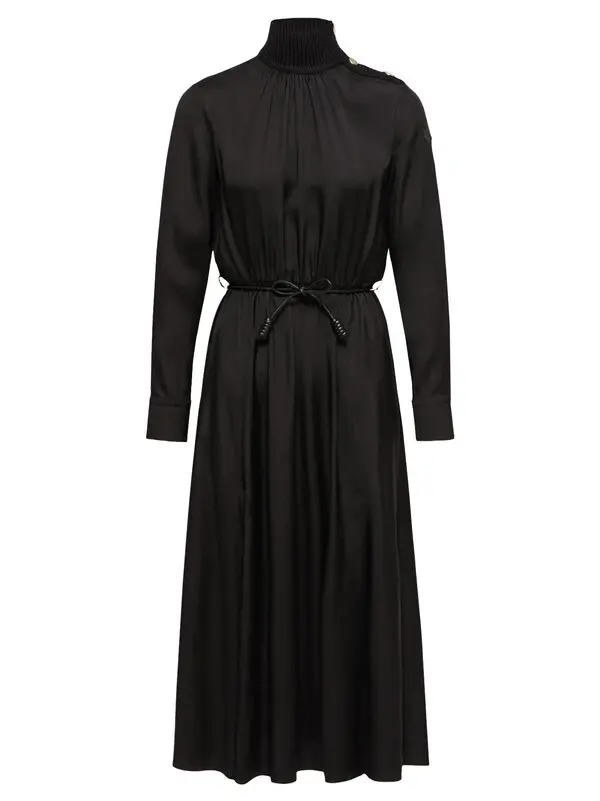 Moncler Leather Logo Long Dress - Black
