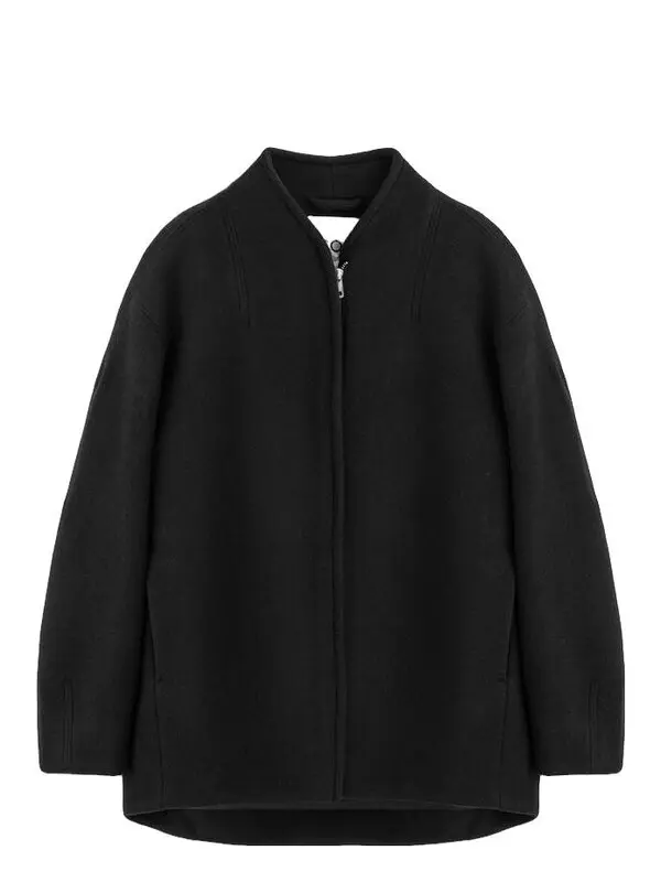 Cos Sculpted Wool-blend Zip-up Jacket - Black