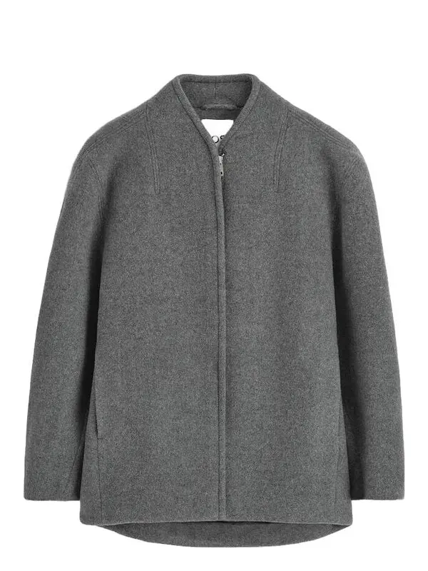 Cos Sculpted Wool-blend Zip-up Jacket - Gray