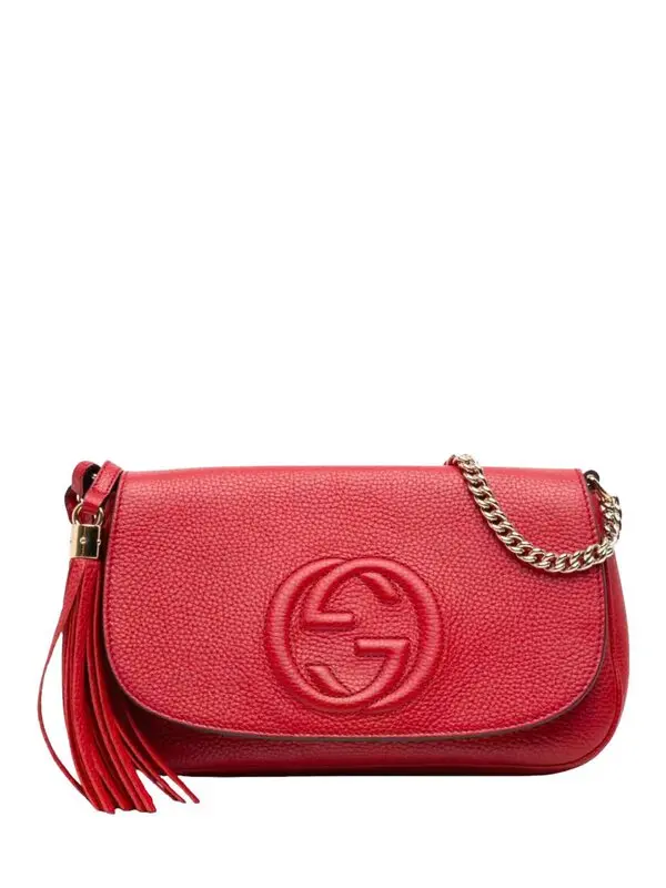 Gucci 2016-2026 Medium Calfskin Soho Chain Flap Crossbody Bag - Red