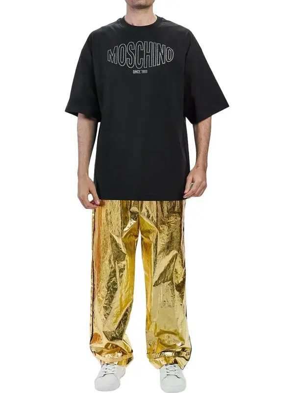 Moschino Crystal-logo Oversized T-shirt - Black
