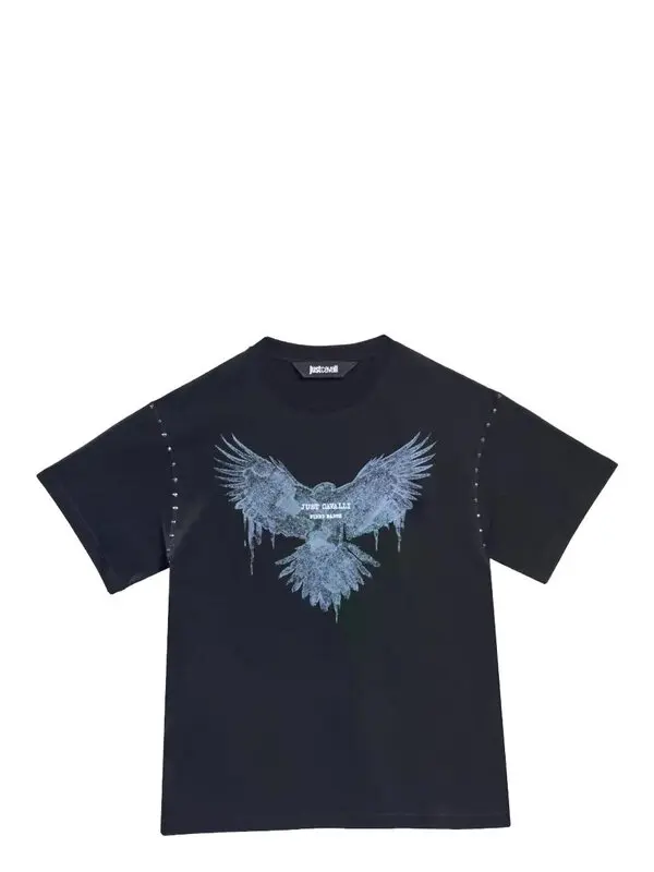 Just Cavalli Stud-embellished Eagle-print T-shirt - Black