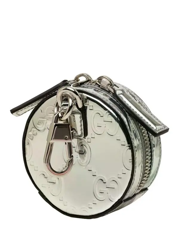 Gucci 2016-2026 Guccissima Mirror Effect Round Purse Coin Pouch - Silver